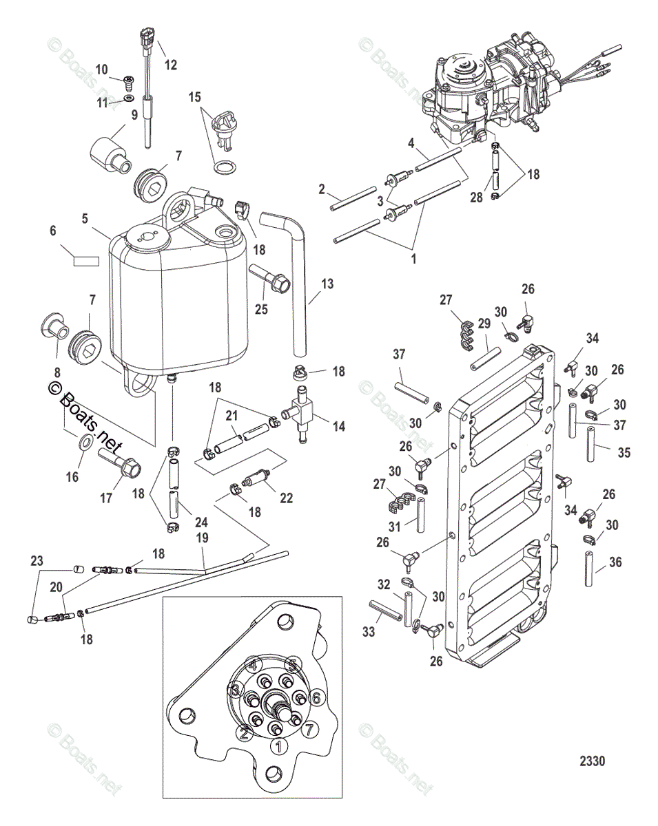 Mercury Outboard 250HP OEM Parts Diagram for OILING SYSTEM | Boats.net