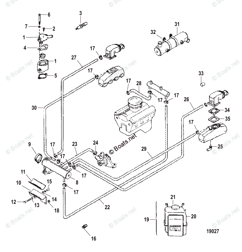 Mercruiser Sterndrive Exhaust & Cooling Kits OEM Parts Diagram for ...