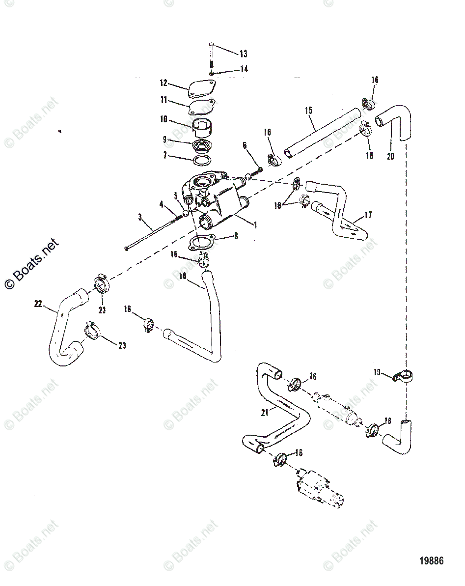 Mercruiser Inboard Gas Engines OEM Parts Diagram for Thermostat Housing ...
