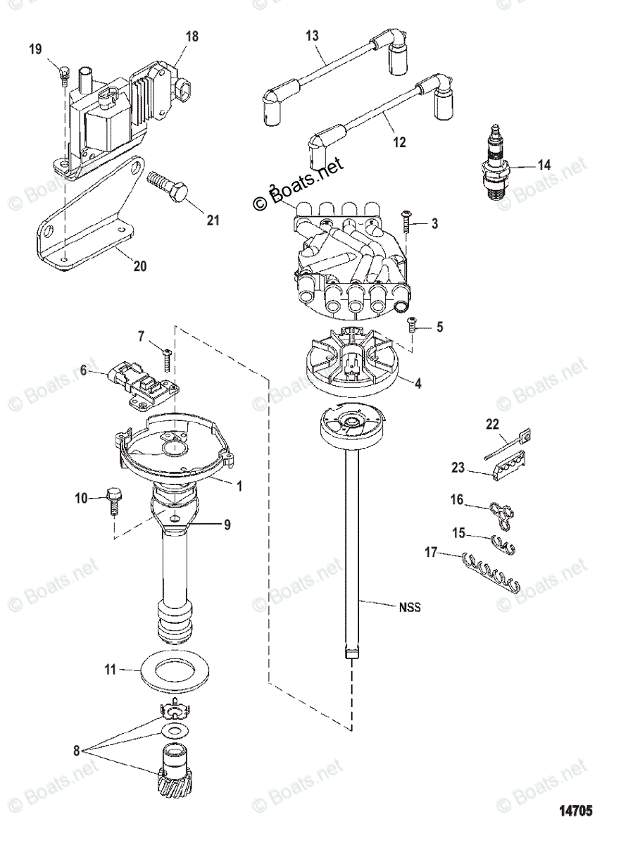 Mercruiser Sterndrive Gas Engines OEM Parts Diagram for DISTRIBUTOR AND ...