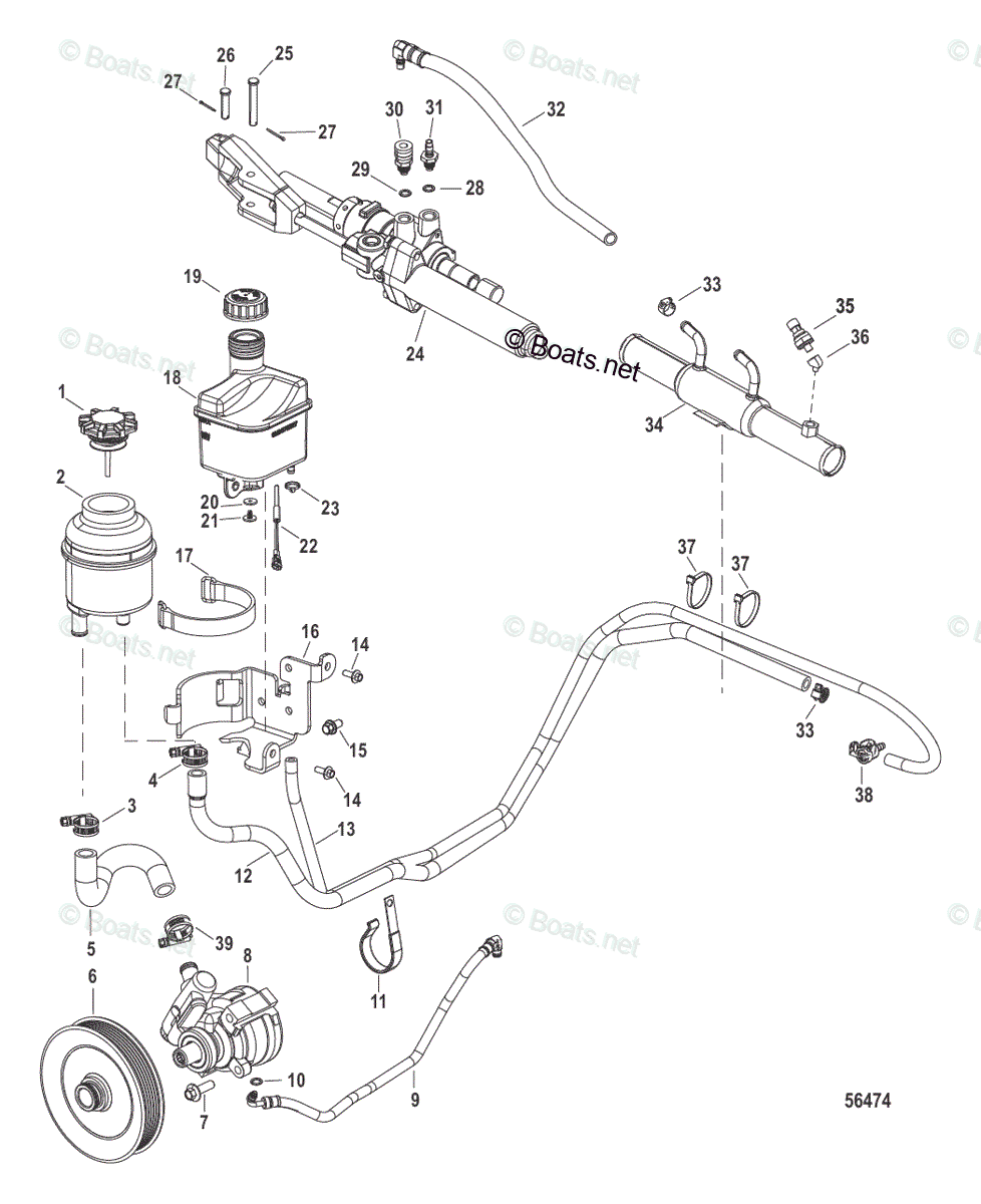 Mercruiser Sterndrive Gas Engines OEM Parts Diagram for Steering System ...