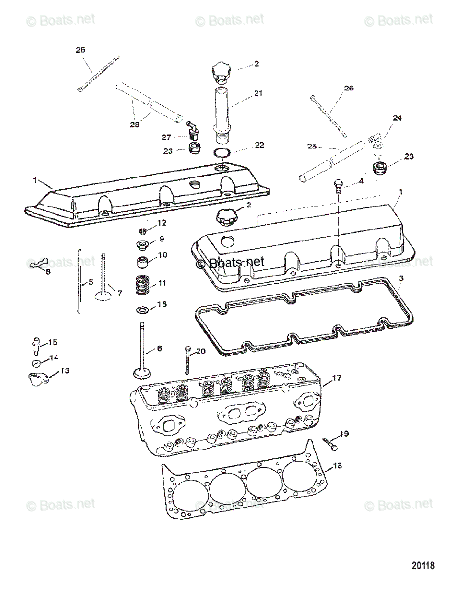 Mercruiser Sterndrive Gas Engines OEM Parts Diagram for CYLINDER HEAD ...