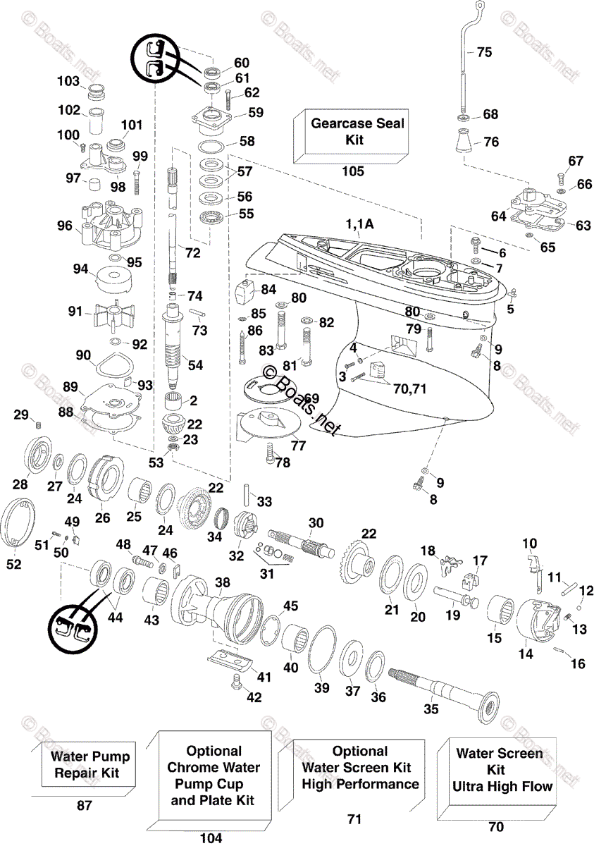 Evinrude Outboard 2007 OEM Parts Diagram for Gearcase | Boats.net