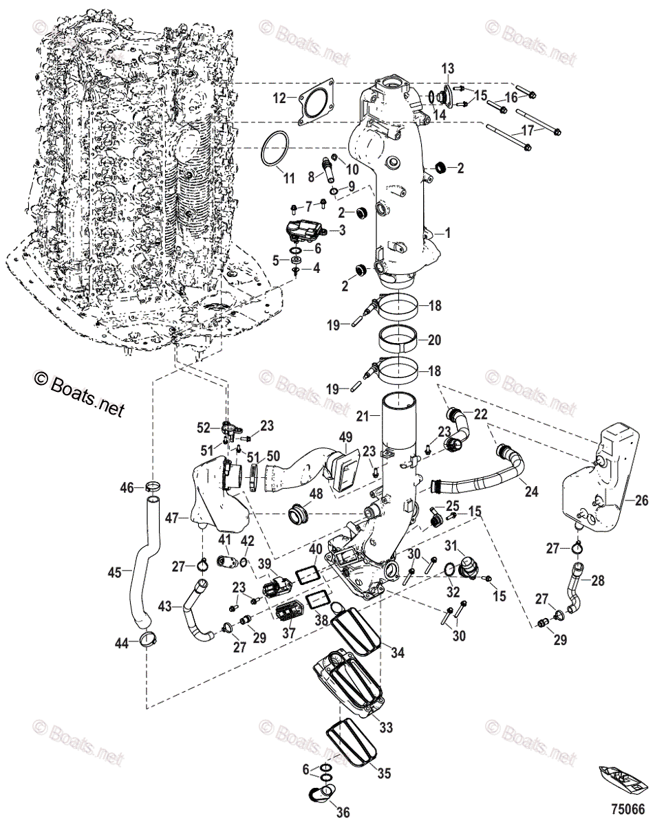 Mercury Outboard 400HP OEM Parts Diagram for Exhaust | Boats.net