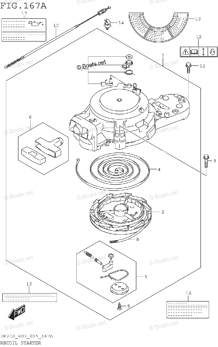 Suzuki Outboard 2015 OEM Parts Diagram for RECOIL STARTER (DF9.9B P03) | Boats.net