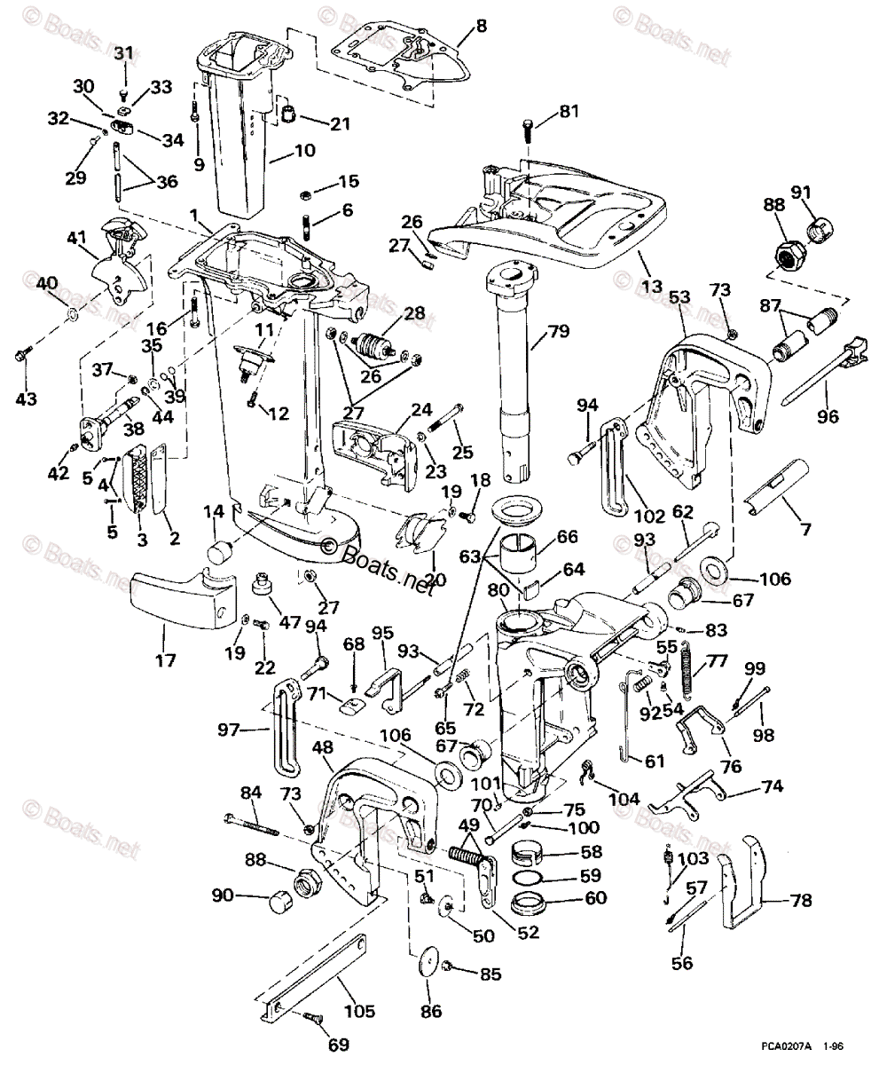 Johnson Outboard 1996 OEM Parts Diagram for Midsection | Boats.net