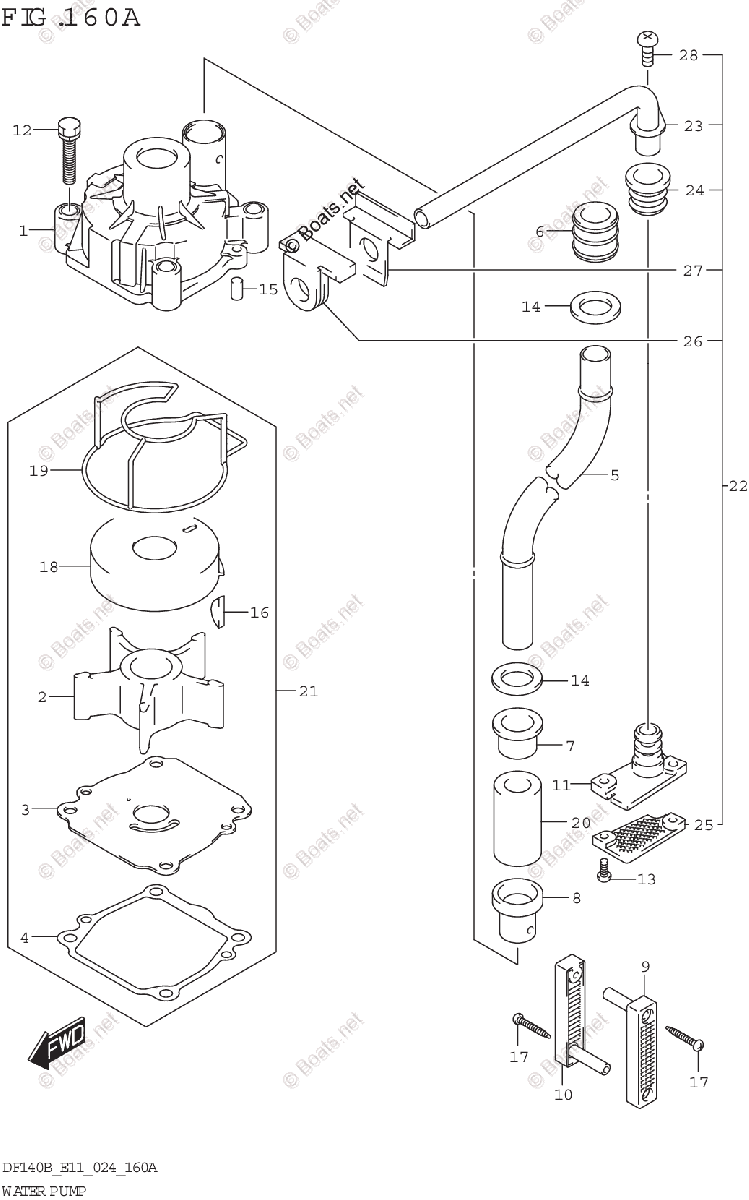 Suzuki Outboard 2024 OEM Parts Diagram for WATER PUMP (E01 E03 E11 ...