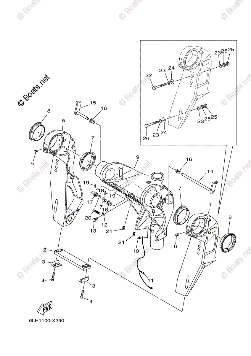 Yamaha Outboard 2022 OEM Parts Diagram for Bracket 1 | Boats.net