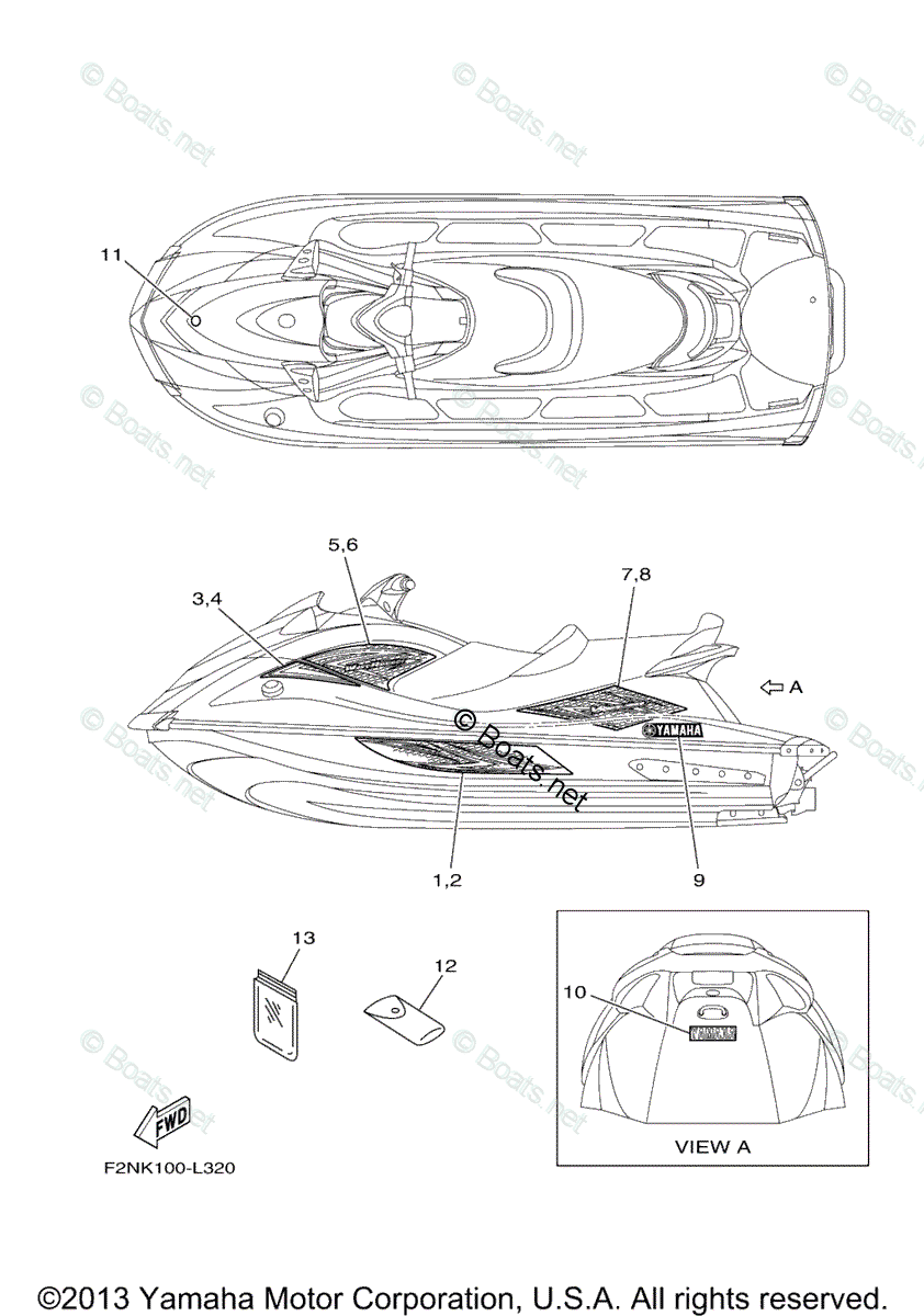 Yamaha Waverunner Parts 2012 OEM Parts Diagram for Graphics | Boats.net