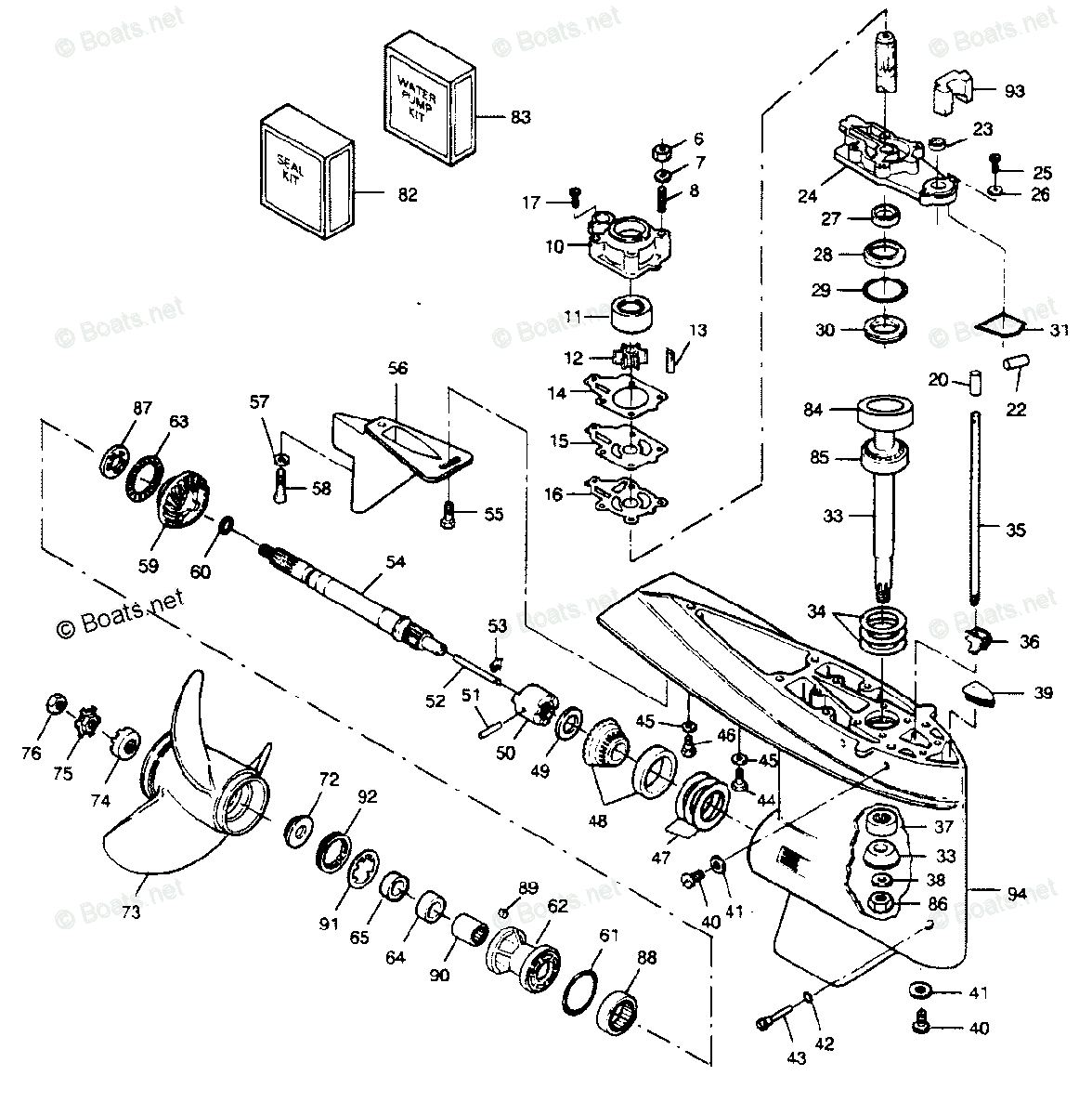 Force Outboard 1990 OEM Parts Diagram for Gear Housing | Boats.net