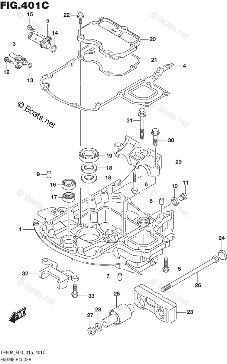 Suzuki Outboard 2015 OEM Parts Diagram for ENGINE HOLDER (DF90A E03) | Boats.net