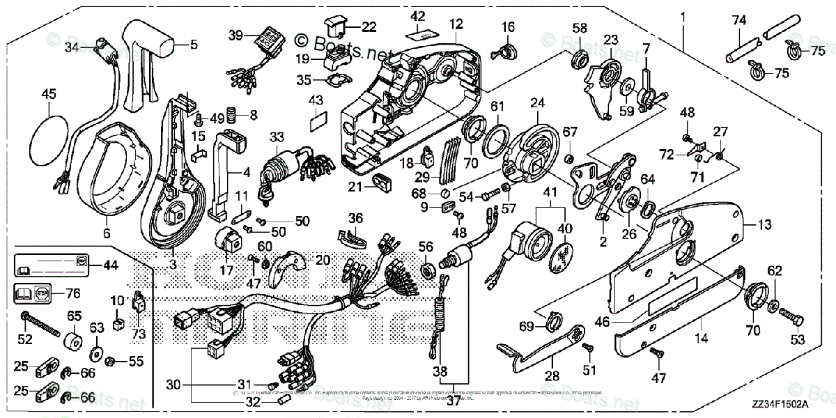 Honda Outboard 2007 And Later OEM Parts Diagram for Remote Control Box ...