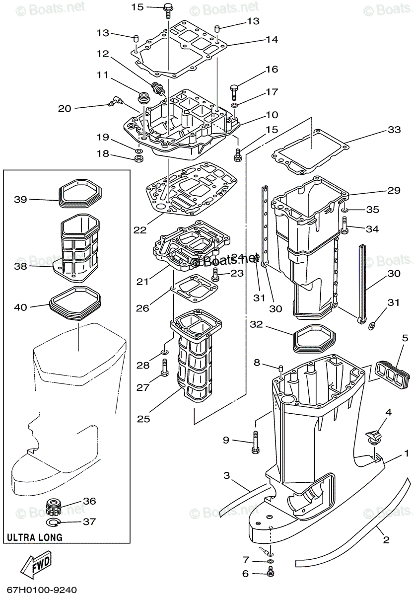 Yamaha Outboard 2002 OEM Parts Diagram for Upper Casing | Boats.net