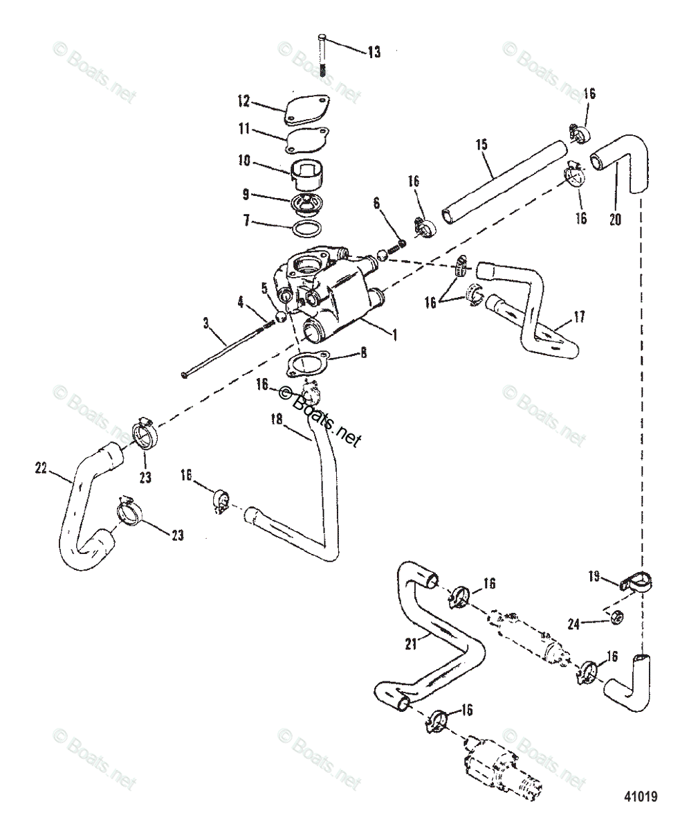 Mercruiser Inboard Gas Engines OEM Parts Diagram for Thermostat Housing ...