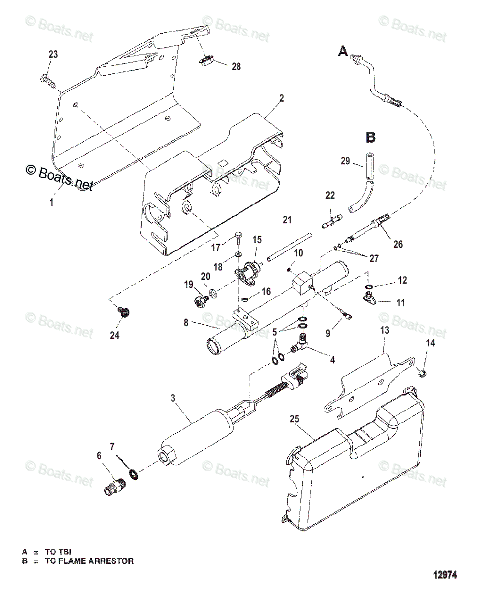 Mercruiser Sterndrive Gas Engines OEM Parts Diagram for FUEL PUMP AND ...