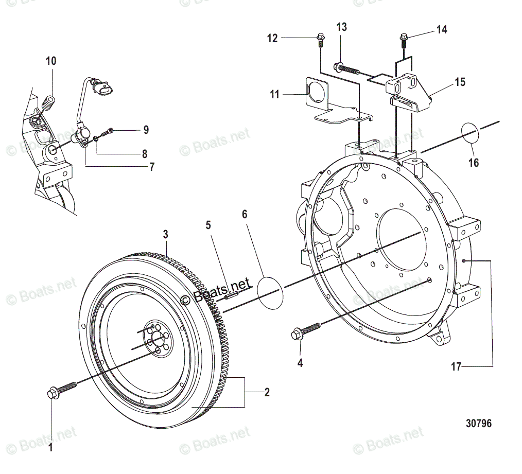 Mercruiser Inboard Diesel Engines OEM Parts Diagram for Flywheel ...