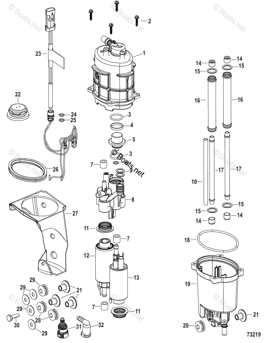 Mercury Outboard 200HP OEM Parts Diagram for Fuel Supply Module (Boat ...
