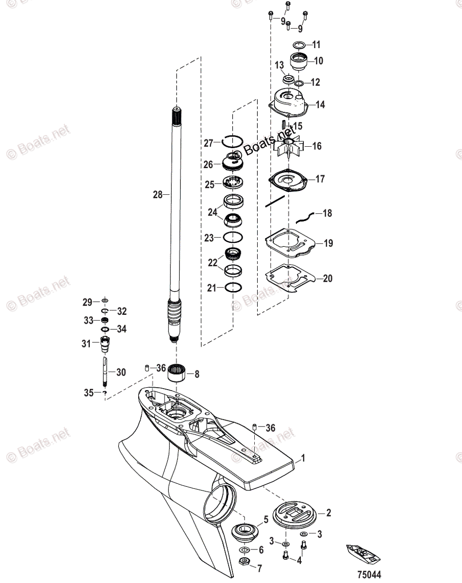 Mercury Outboard 400HP OEM Parts Diagram for Gear Housing, Driveshaft ...