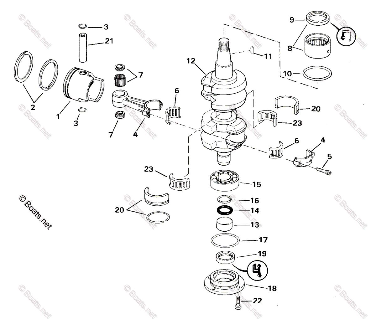 Johnson Outboard 2000 OEM Parts Diagram for Crankshaft Piston | Boats.net