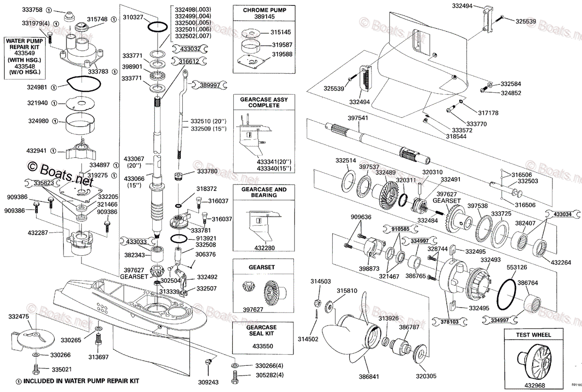 Johnson Outboard 1989 OEM Parts Diagram for Gearcase | Boats.net