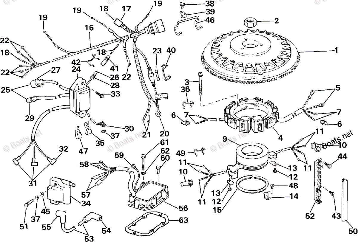 Evinrude Outboard 1987 OEM Parts Diagram for Ignition System - 35 AMP ...