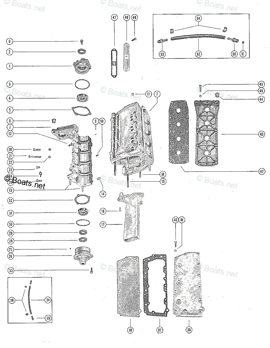 Mercury Outboard 50HP OEM Parts Diagram for Cylinder, Block and ...