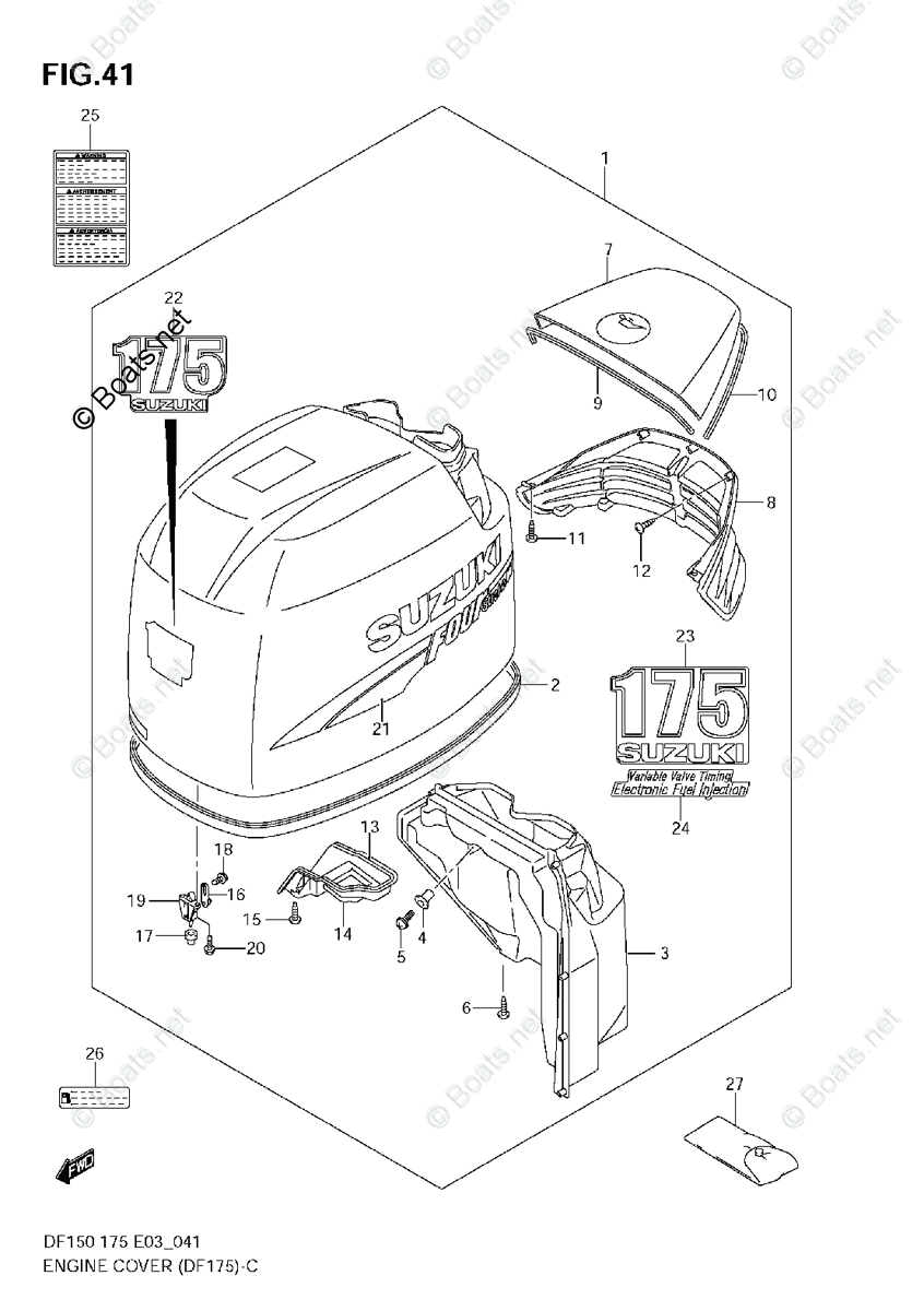 Suzuki Outboard 2006 OEM Parts Diagram for ENGINE COVER (DF175)(MODEL ...