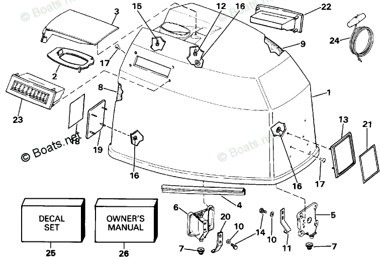 OMC Quiet Rider 90HP OEM Parts Diagram for Engine Cover - Johnson ...