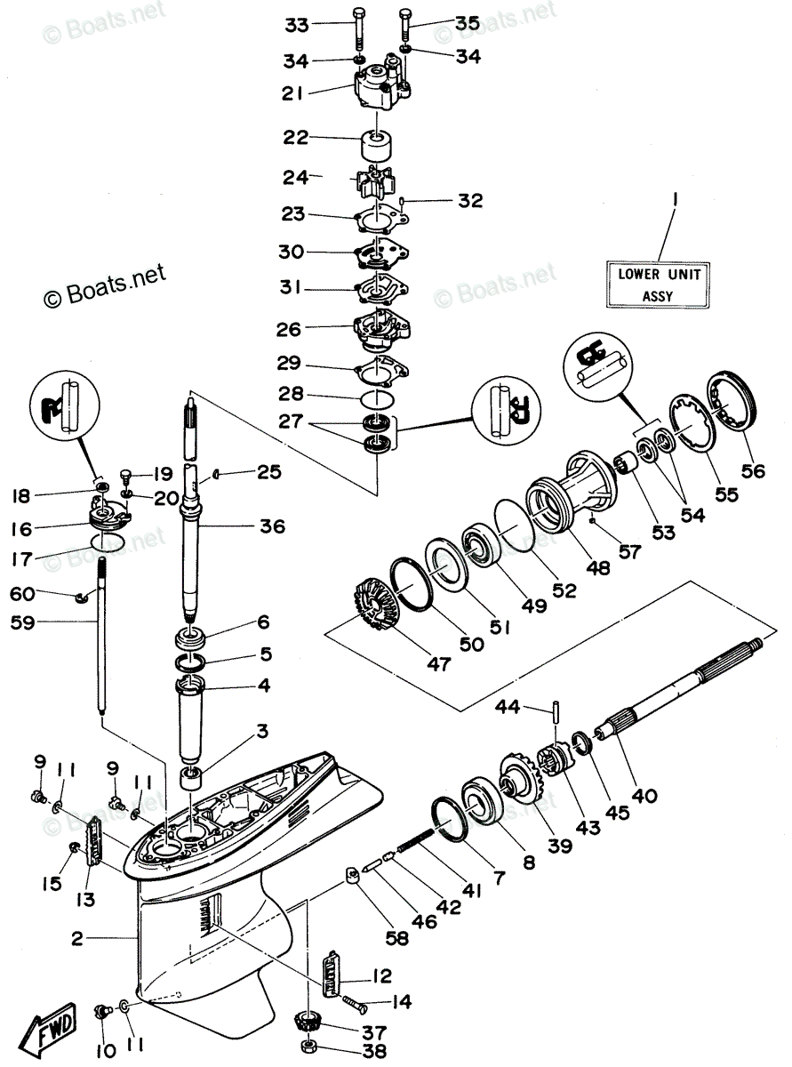 Yamaha Outboard 1996 OEM Parts Diagram for Lower Casing Drive 1 | Boats.net