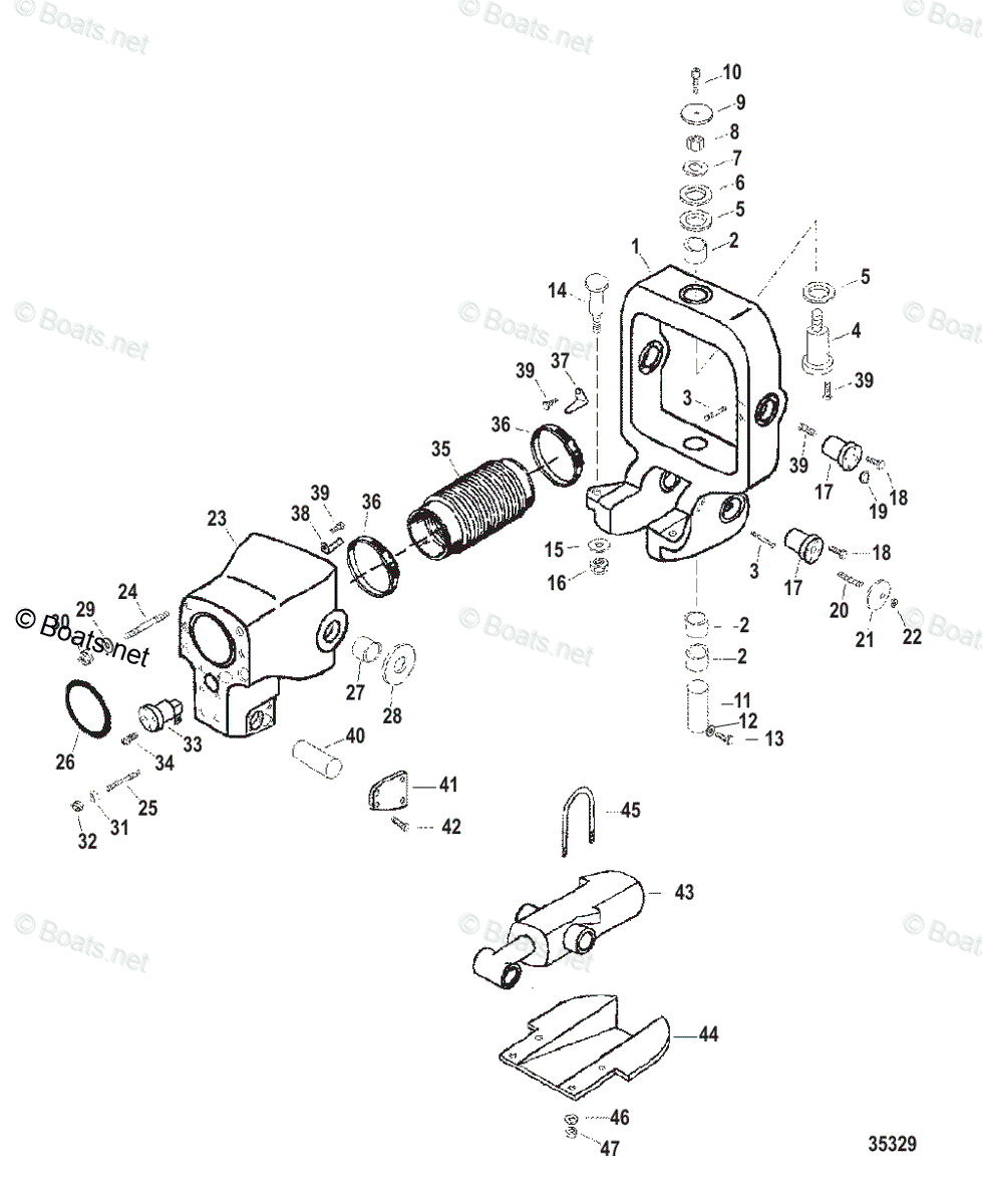 Mercruiser Sterndrive Outdrives OEM Parts Diagram for Gimbal Ring/Bell ...