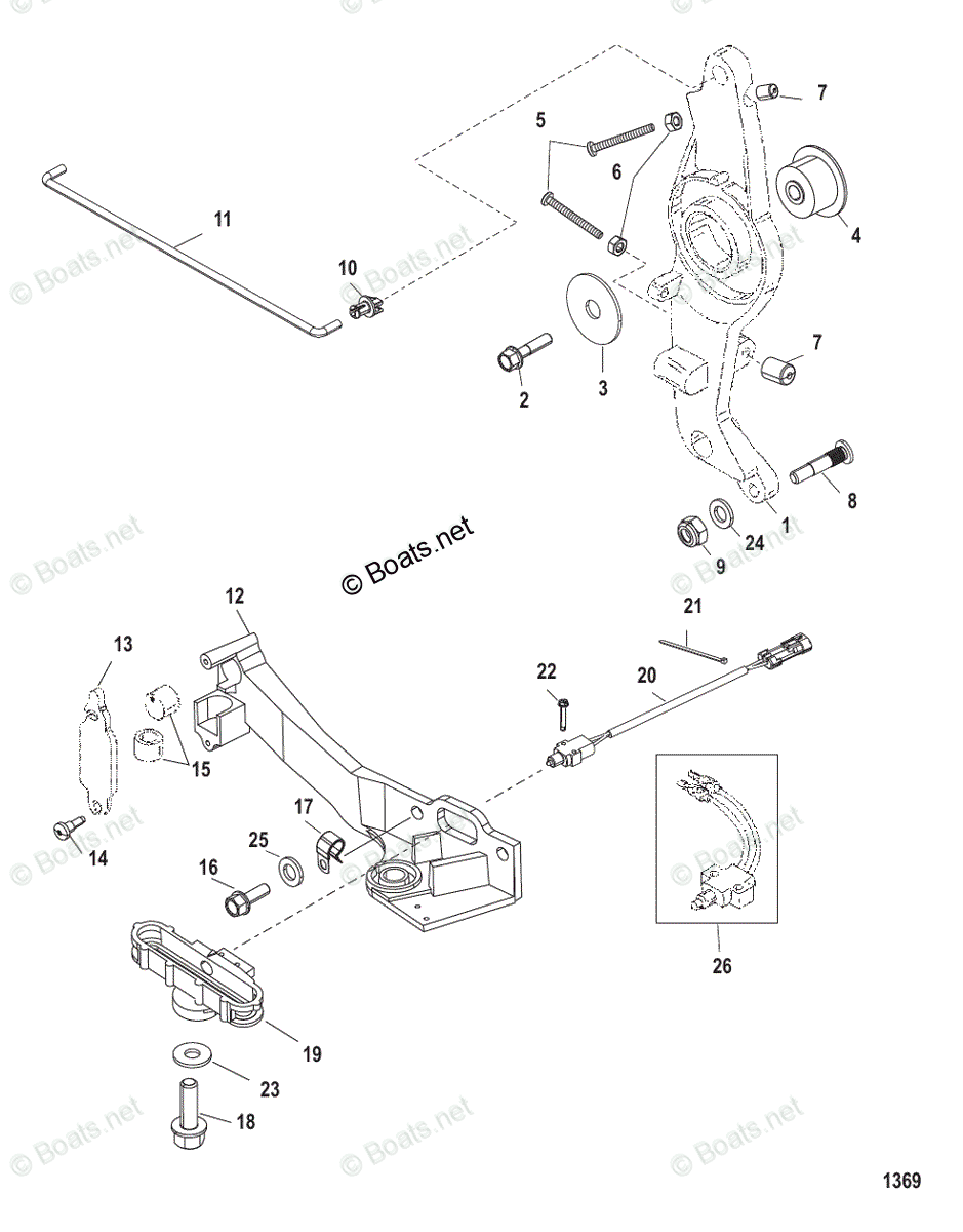 Mercury Outboard 225HP OEM Parts Diagram for THROTTLE LINKAGE | Boats.net