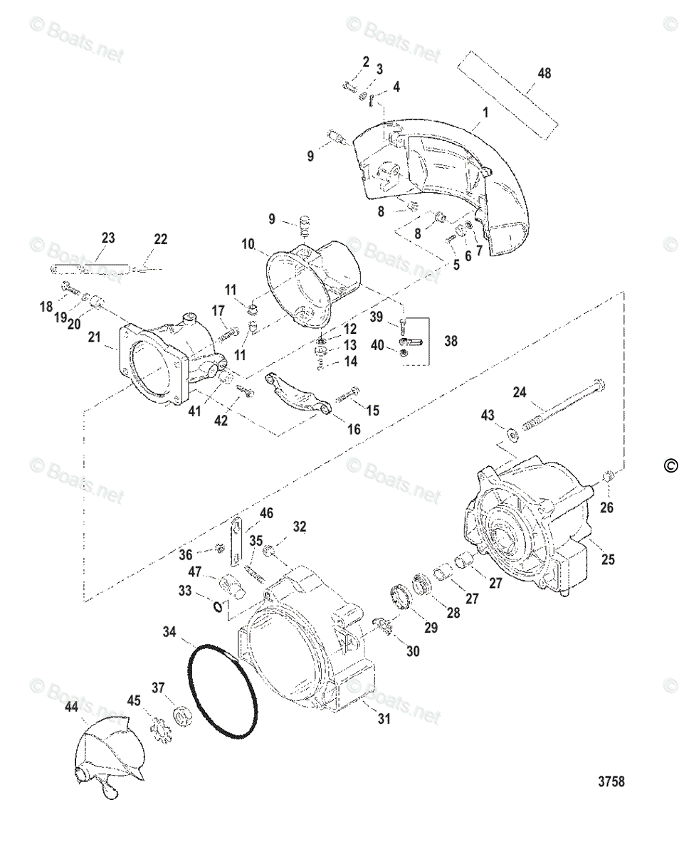 Mercury Sportjet Jet Drive 175HP OEM Parts Diagram for Nozzle And ...