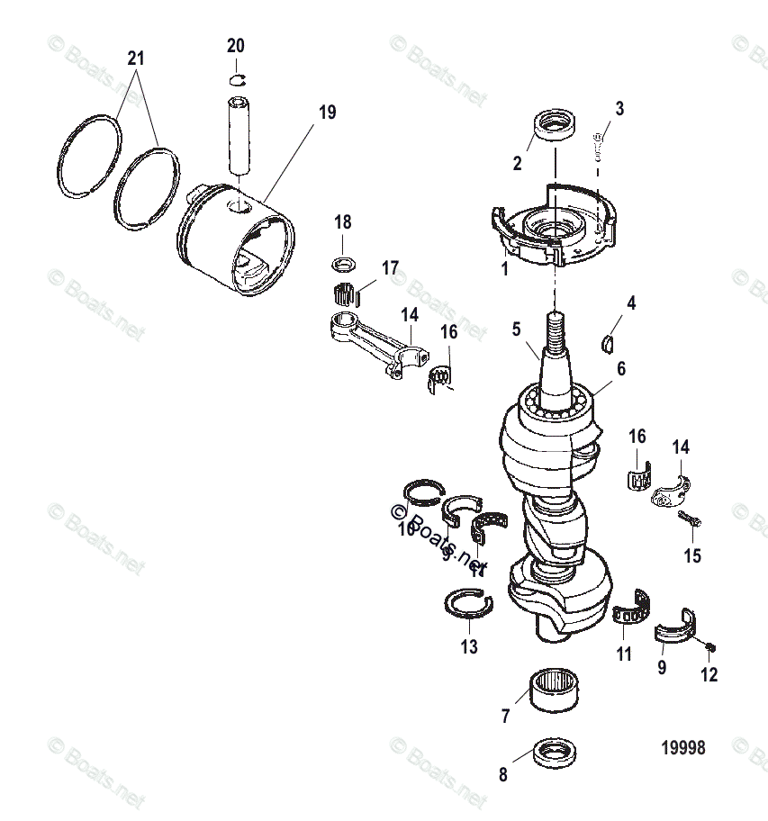 Force Outboard 1996 OEM Parts Diagram for Crankshaft And Piston And ...