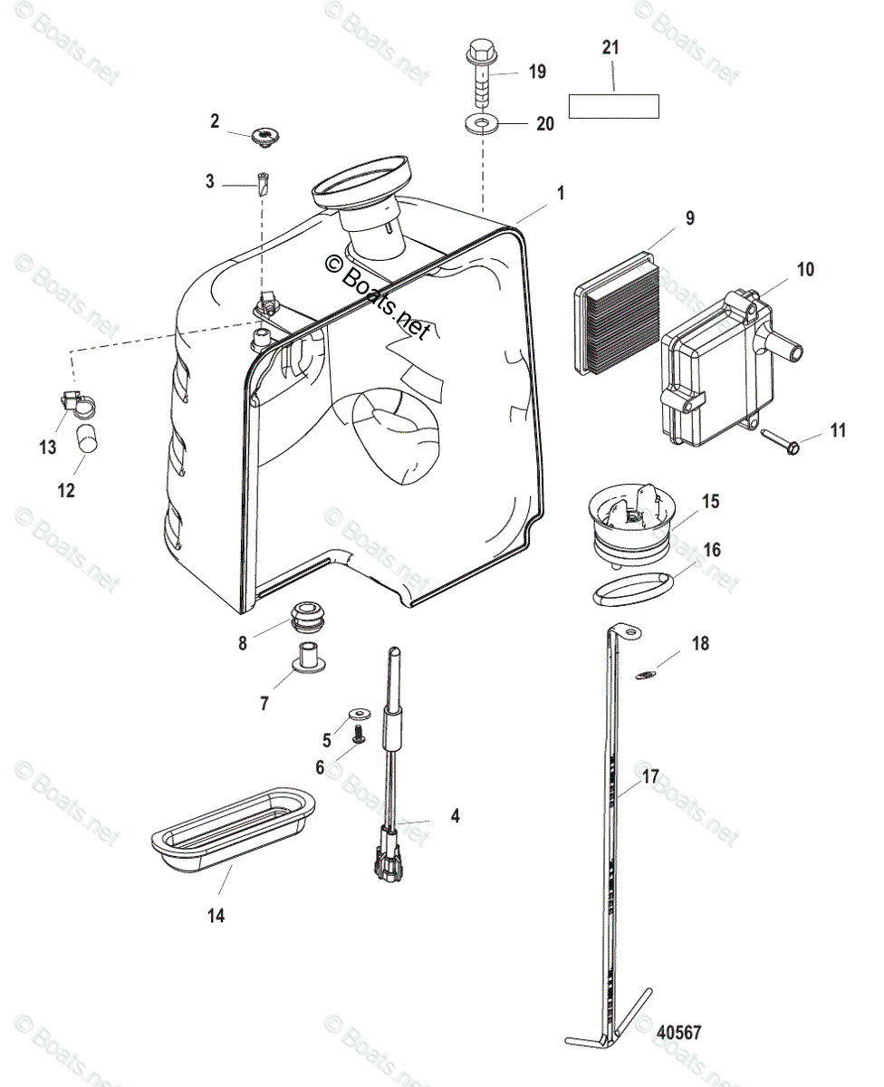 Mercury Outboard 75HP OEM Parts Diagram for Oil Tank, 125 | Boats.net
