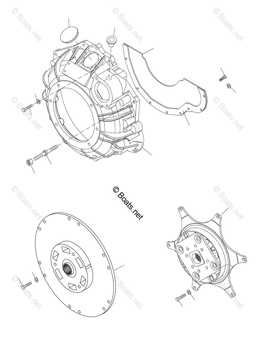 Mercruiser Inboard Gas Engines OEM Parts Diagram for Flywheel Housing ...