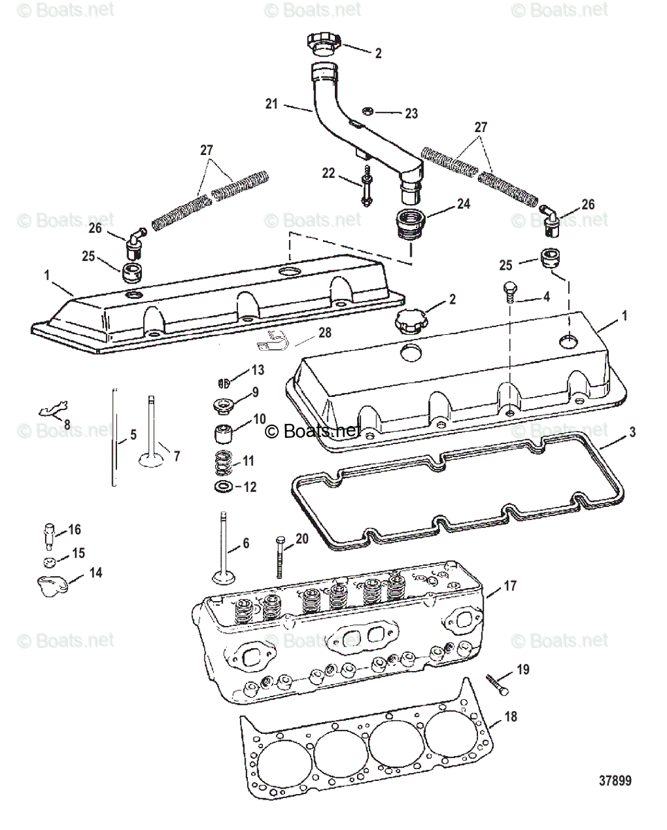 Mercruiser Sterndrive Gas Engines OEM Parts Diagram for CYLINDER HEAD ...