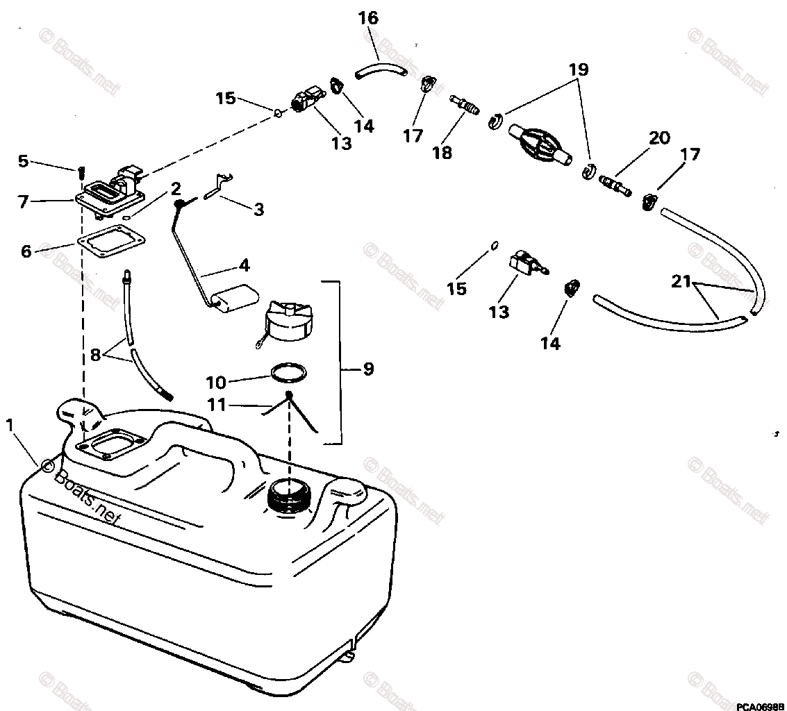 Evinrude Outboard 1995 OEM Parts Diagram for FUEL TANK | Boats.net