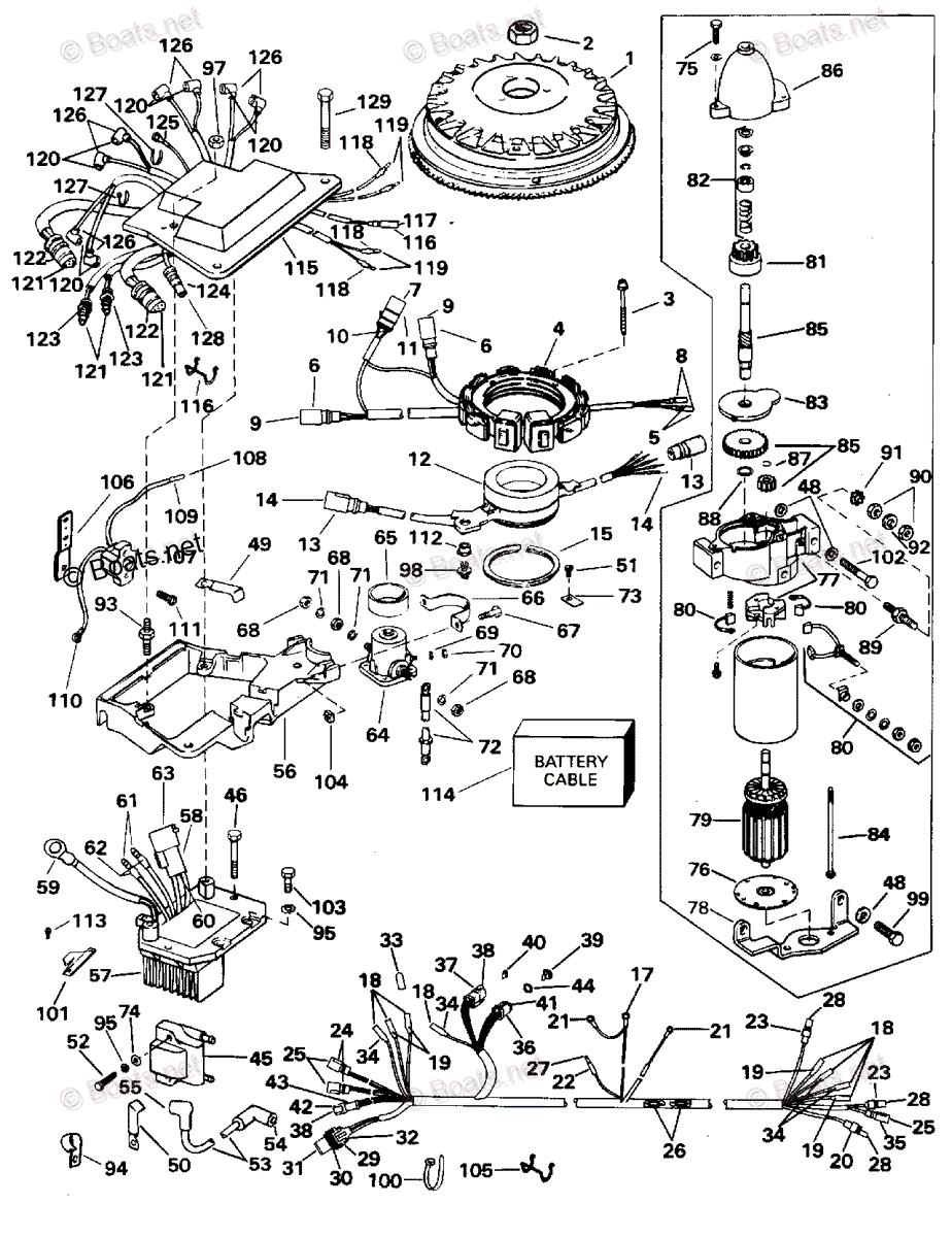 Evinrude Outboard 1996 OEM Parts Diagram for IGNITION SYSTEM & STARTER ...