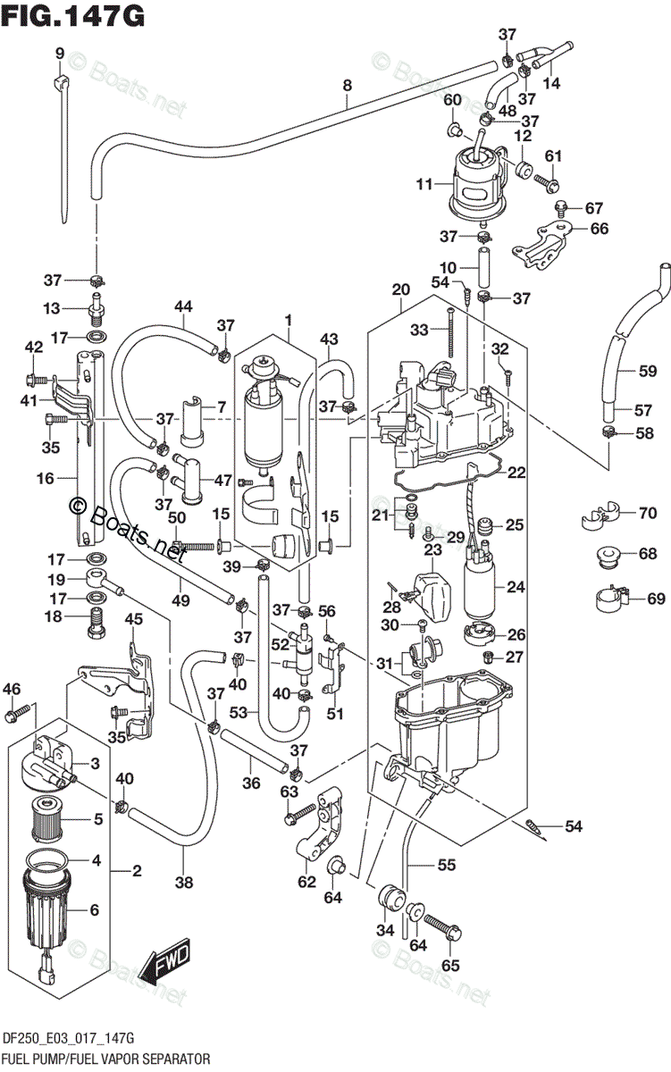 Suzuki Outboard 2017 OEM Parts Diagram for FUEL PUMP/FUEL VAPOR ...