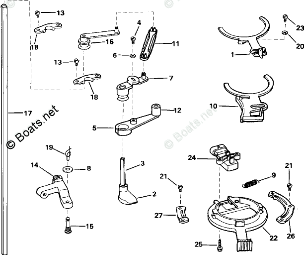 OMC Quiet Rider 150HP OEM Parts Diagram for THROTTLE LINKAGE | Boats.net