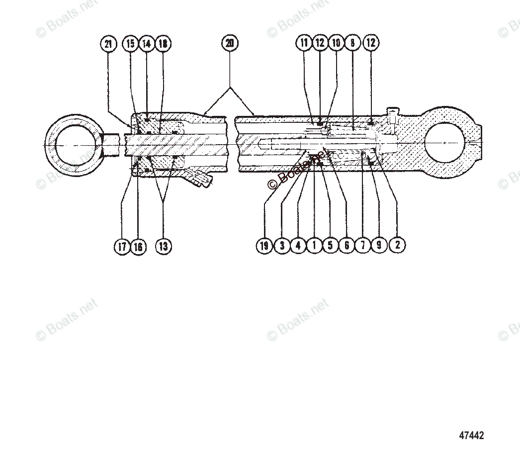 Mercruiser Sterndrive Outdrives OEM Parts Diagram for TRIM CYLINDER ...