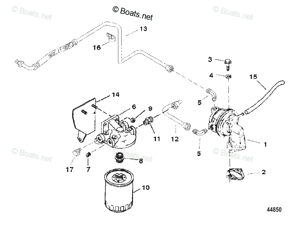 Mercruiser Inboard Gas Engines OEM Parts Diagram for Fuel Pump And Fuel ...