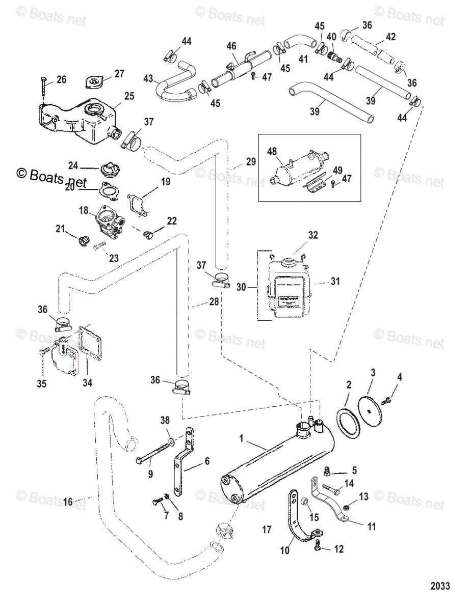 Mercruiser Sterndrive Gas Engines OEM Parts Diagram for CLOSED COOLING ...