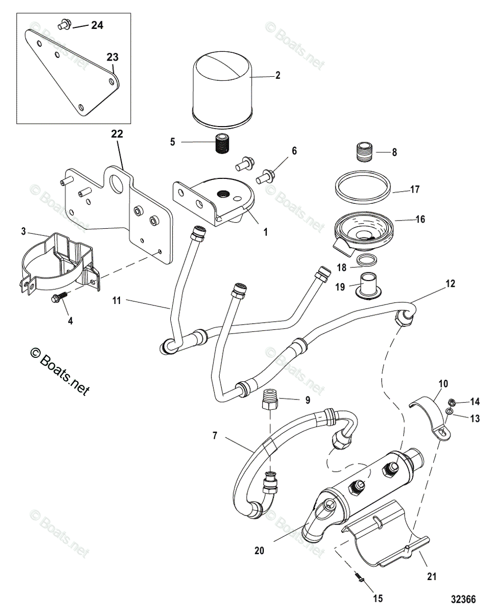 Mercruiser Inboard Gas Engines OEM Parts Diagram for Remote Oil System ...