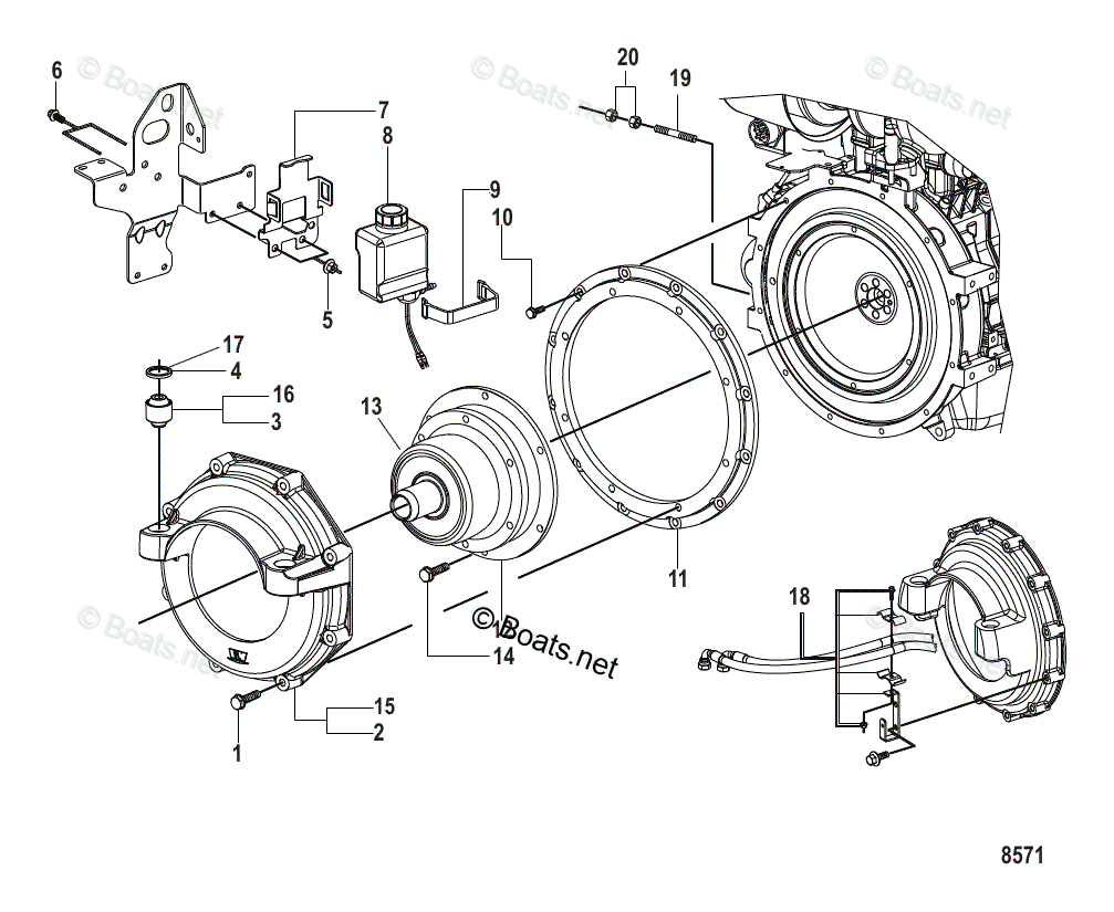 Mercruiser Inboard Diesel Engines OEM Parts Diagram for Flywheel ...