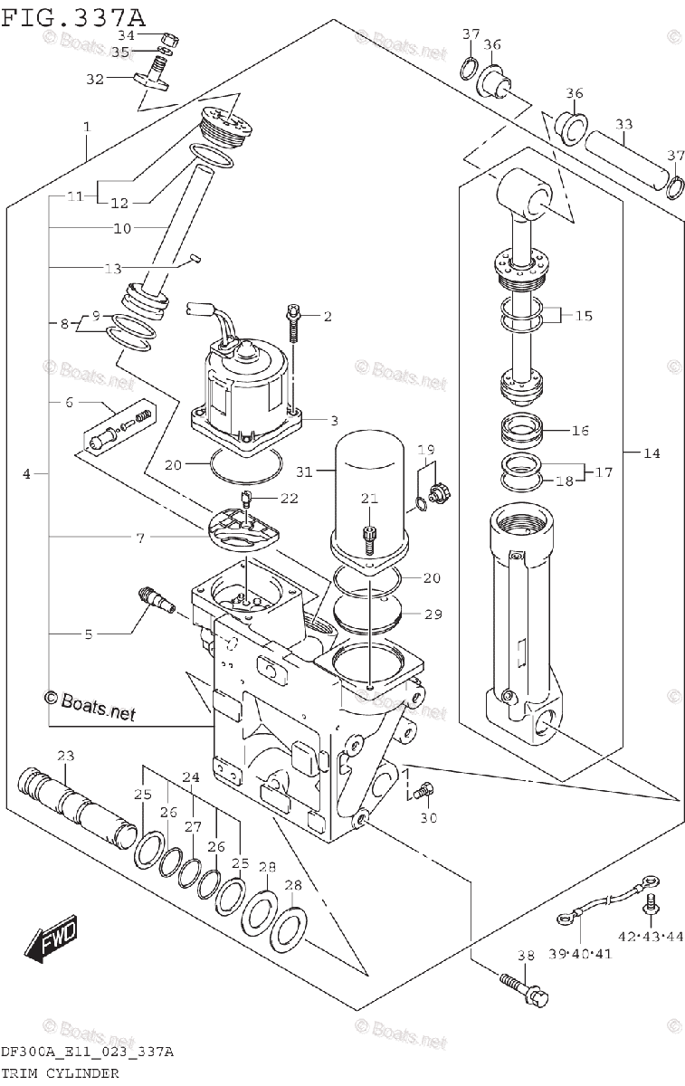 Suzuki Outboard 2023 OEM Parts Diagram for TRIM CYLINDER (SEE NOTE ...