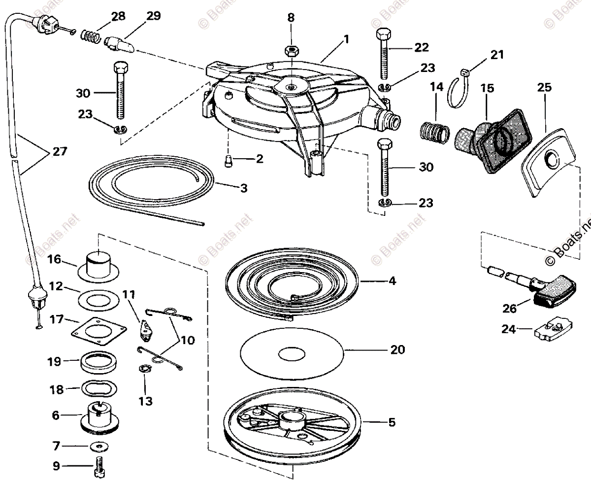 Johnson Outboard 1989 OEM Parts Diagram for Rewind Starter | Boats.net