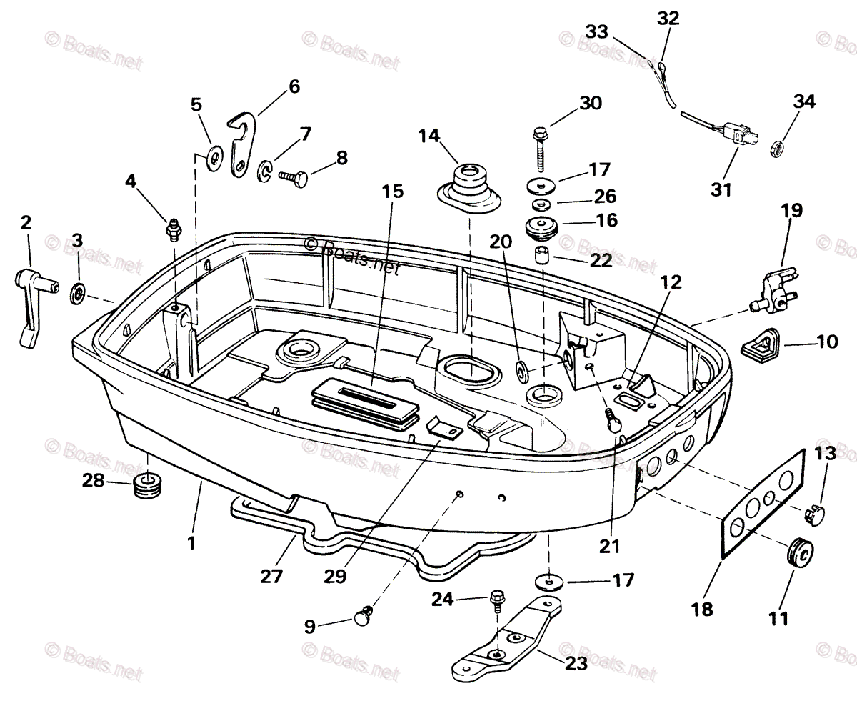 Evinrude Outboard 2001 OEM Parts Diagram for LOWER ENGINE COVER | Boats.net