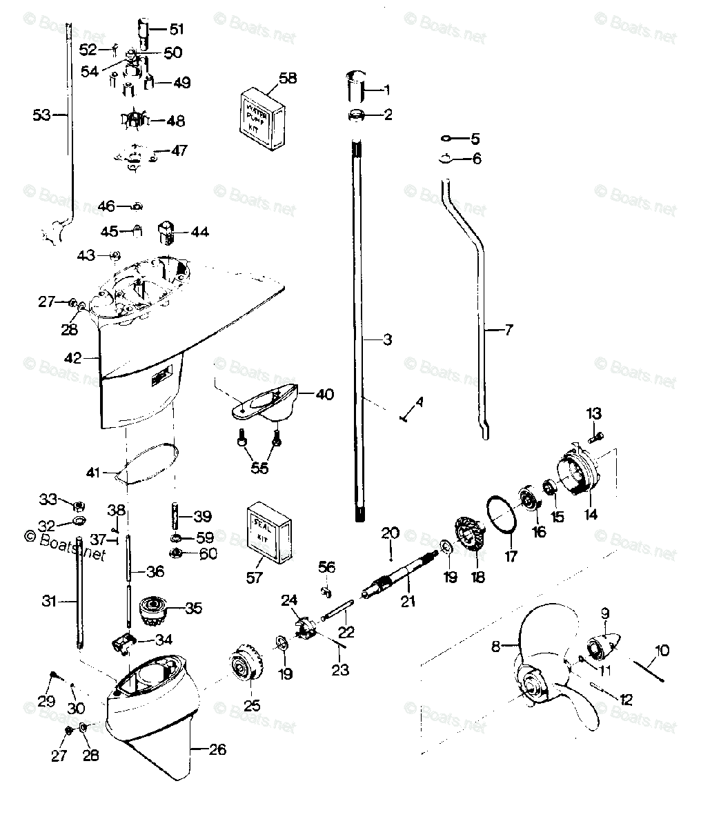 Force Outboard 1986 OEM Parts Diagram for Gear Housing | Boats.net