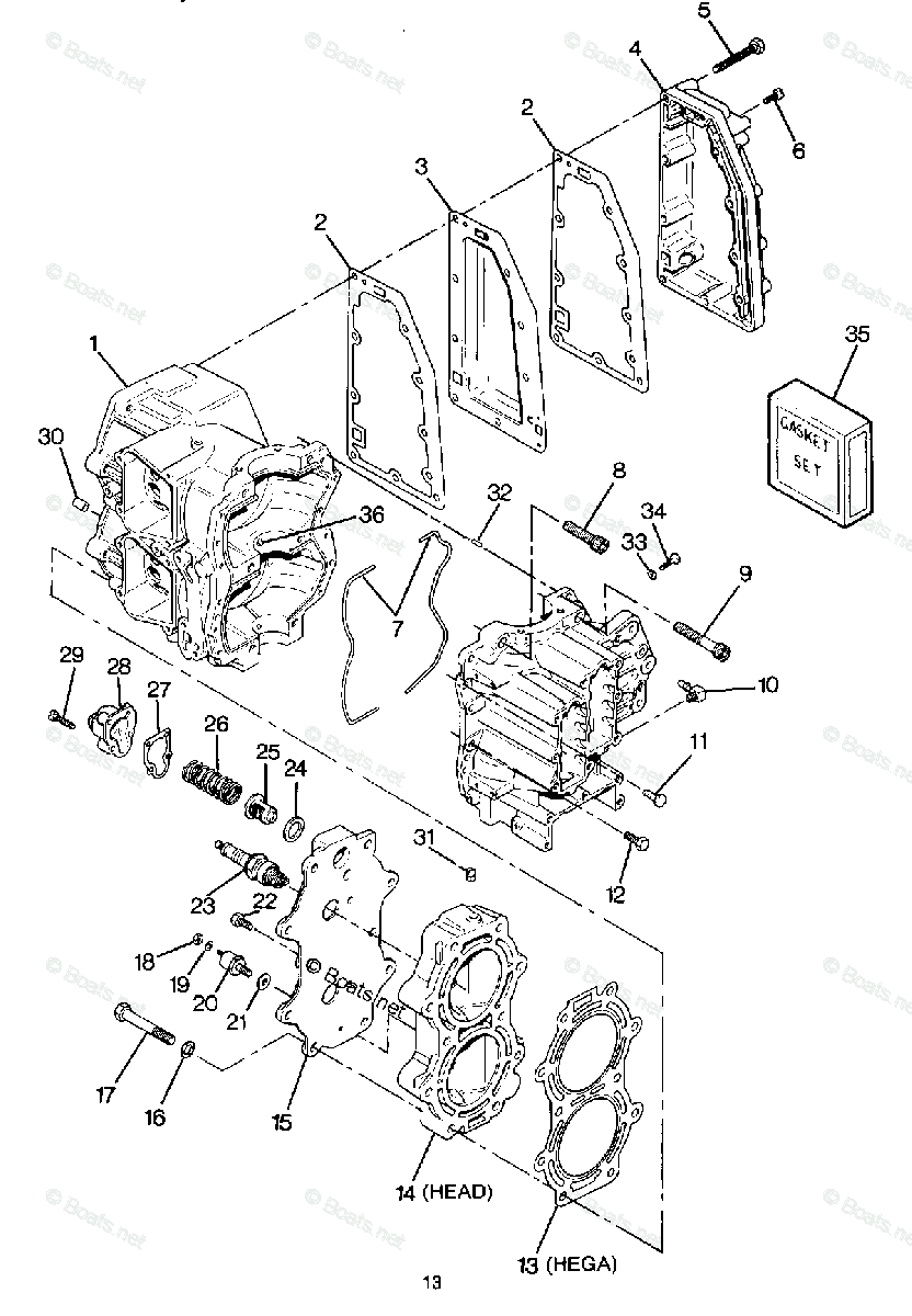Force Outboard 1987 OEM Parts Diagram for Power Head | Boats.net